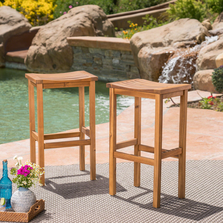 Bay Isle Home Bushnell Acacia Outdoor Stool & Reviews | Wayfair