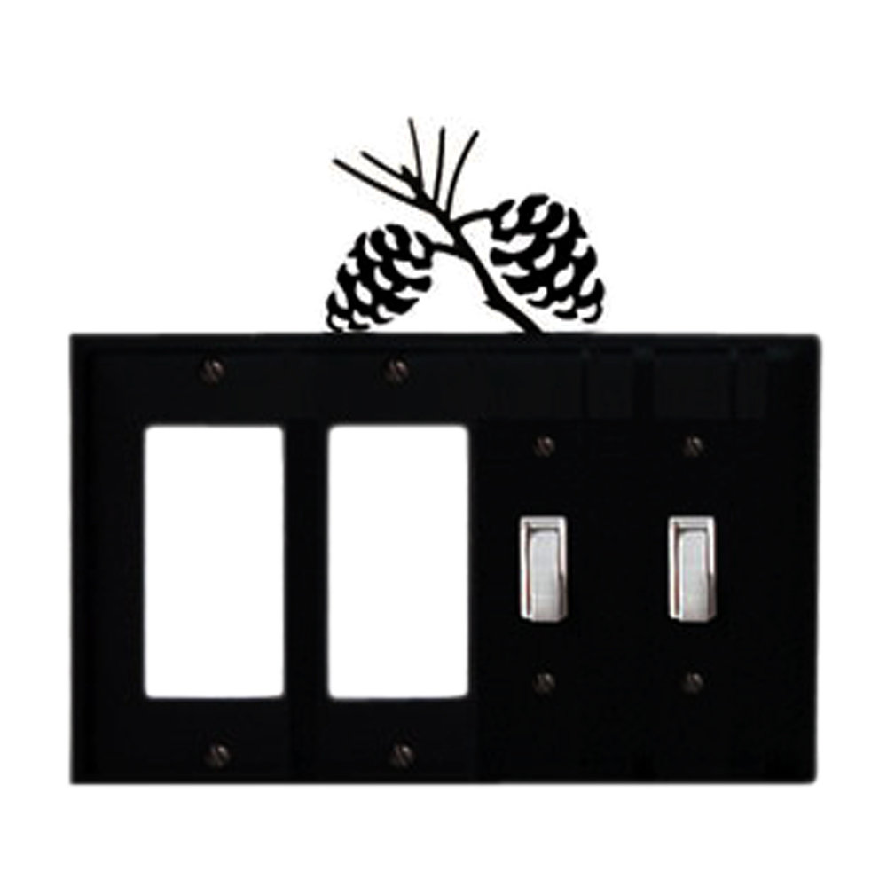 Village Wrought Iron Pinecone 4-Gang Toggle Light Switch / Rocker ...
