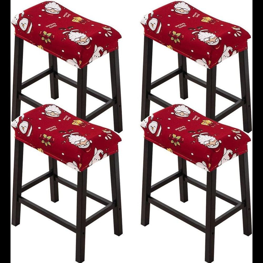 The Holiday Aisle® Bar Stool Cover Rectangle Set Of 4 Printed Stretch ...