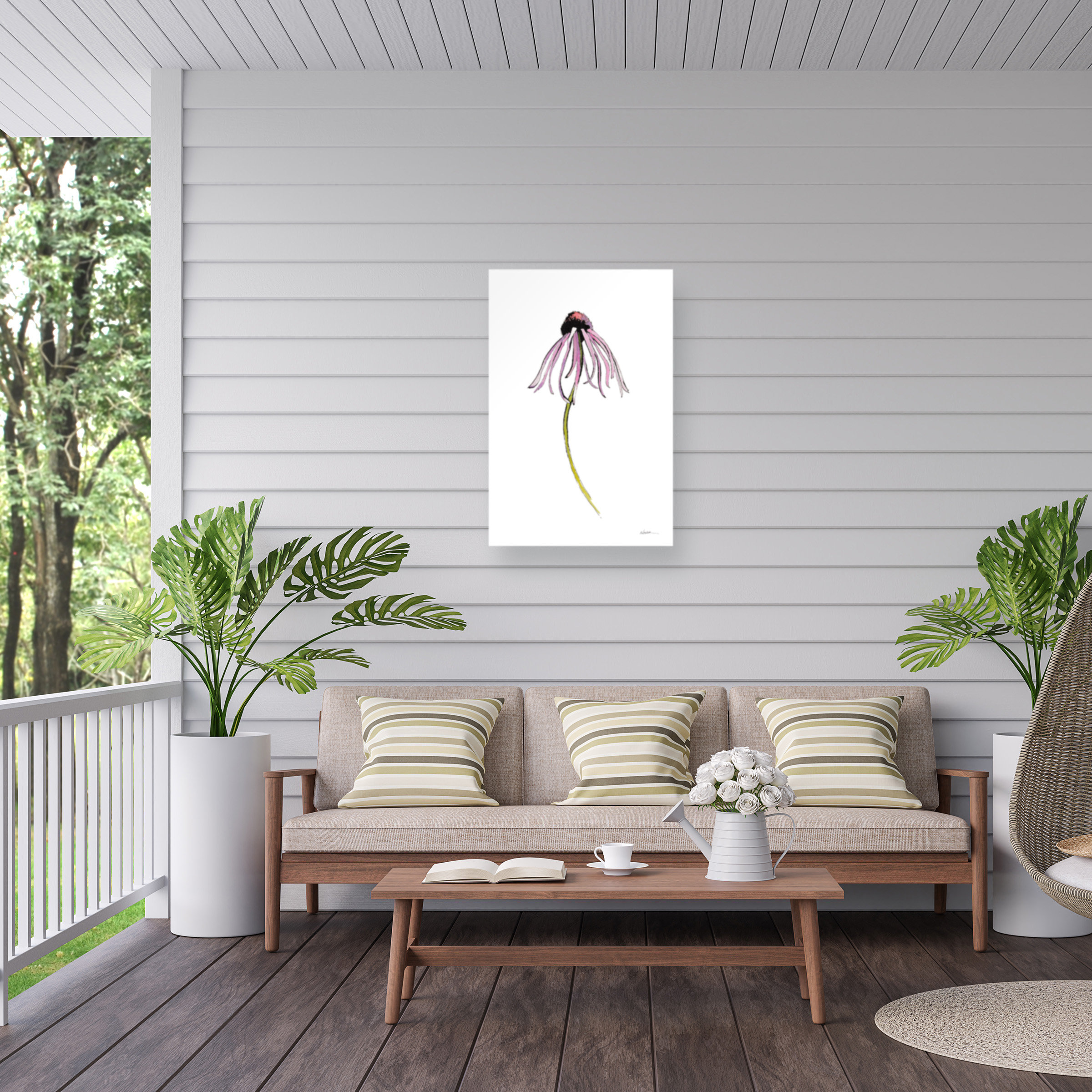 Winston Porter Shirley Novak Echinacea I Outdoor Canvas | Wayfair