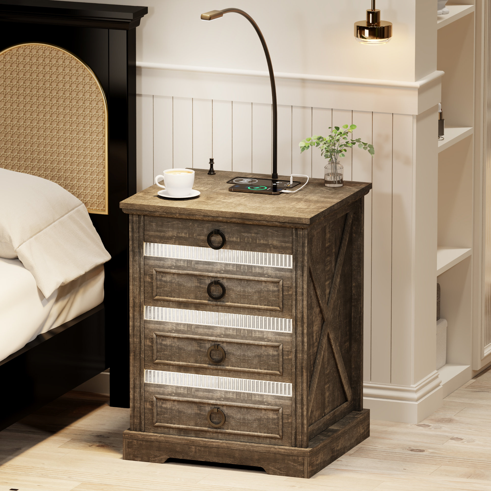 Charlton Home® Deneka 4 - Drawer Nightstand & Reviews | Wayfair