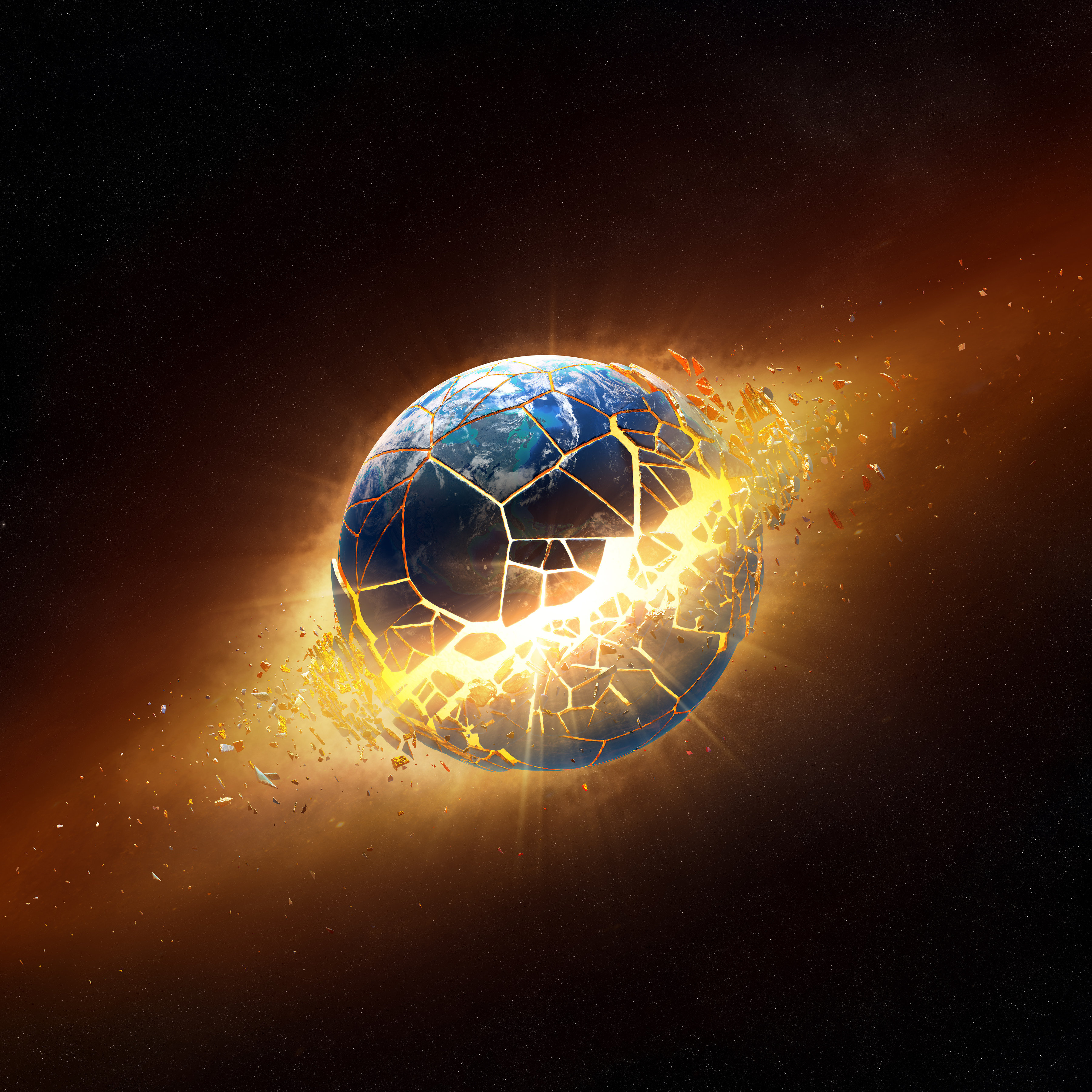 Ebern Designs Planet Earth Explode in Space - Wrapped Canvas Print ...