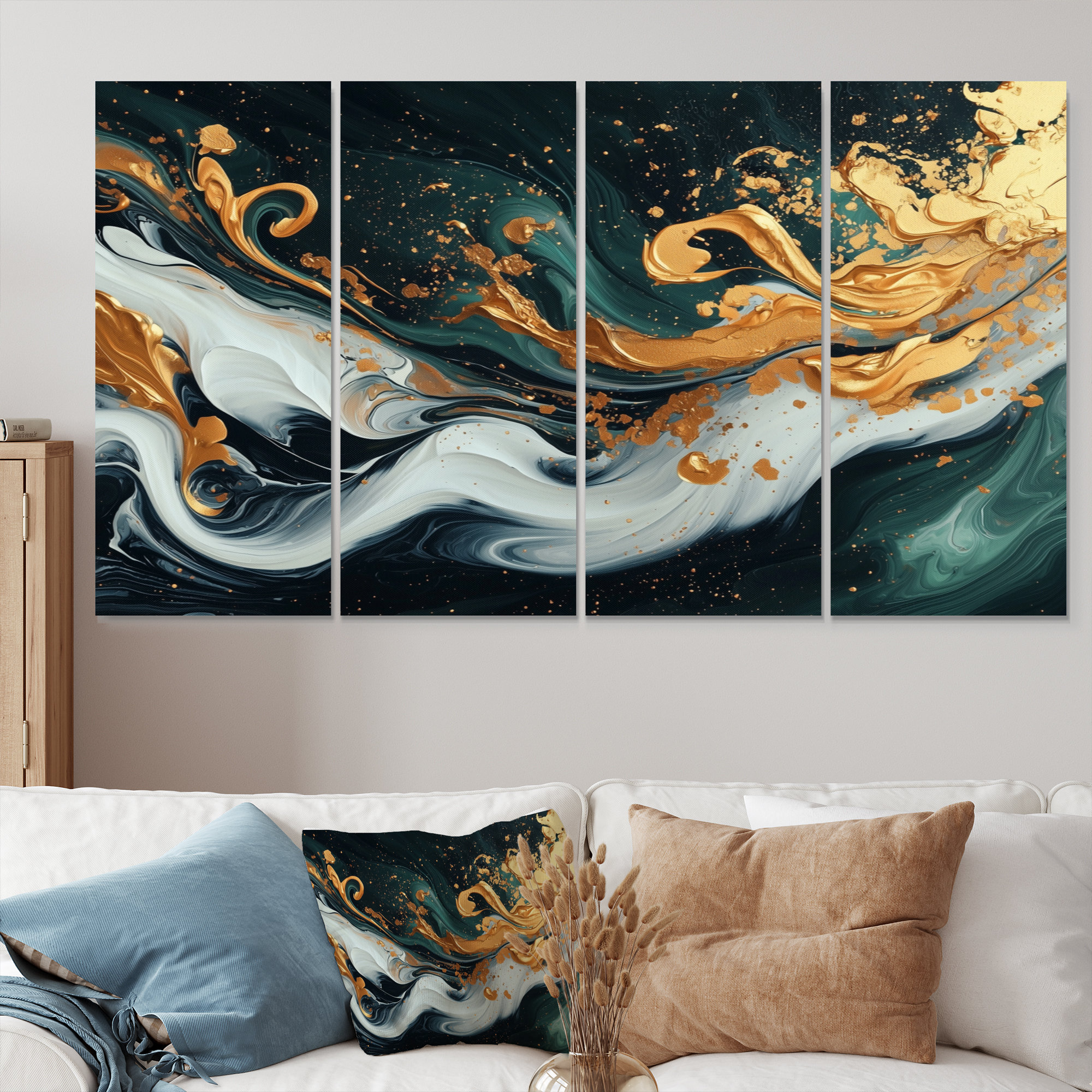 Mercer41 Congleton - Liquid Ink Abstract Wall Art - Modern Wall Art Set ...