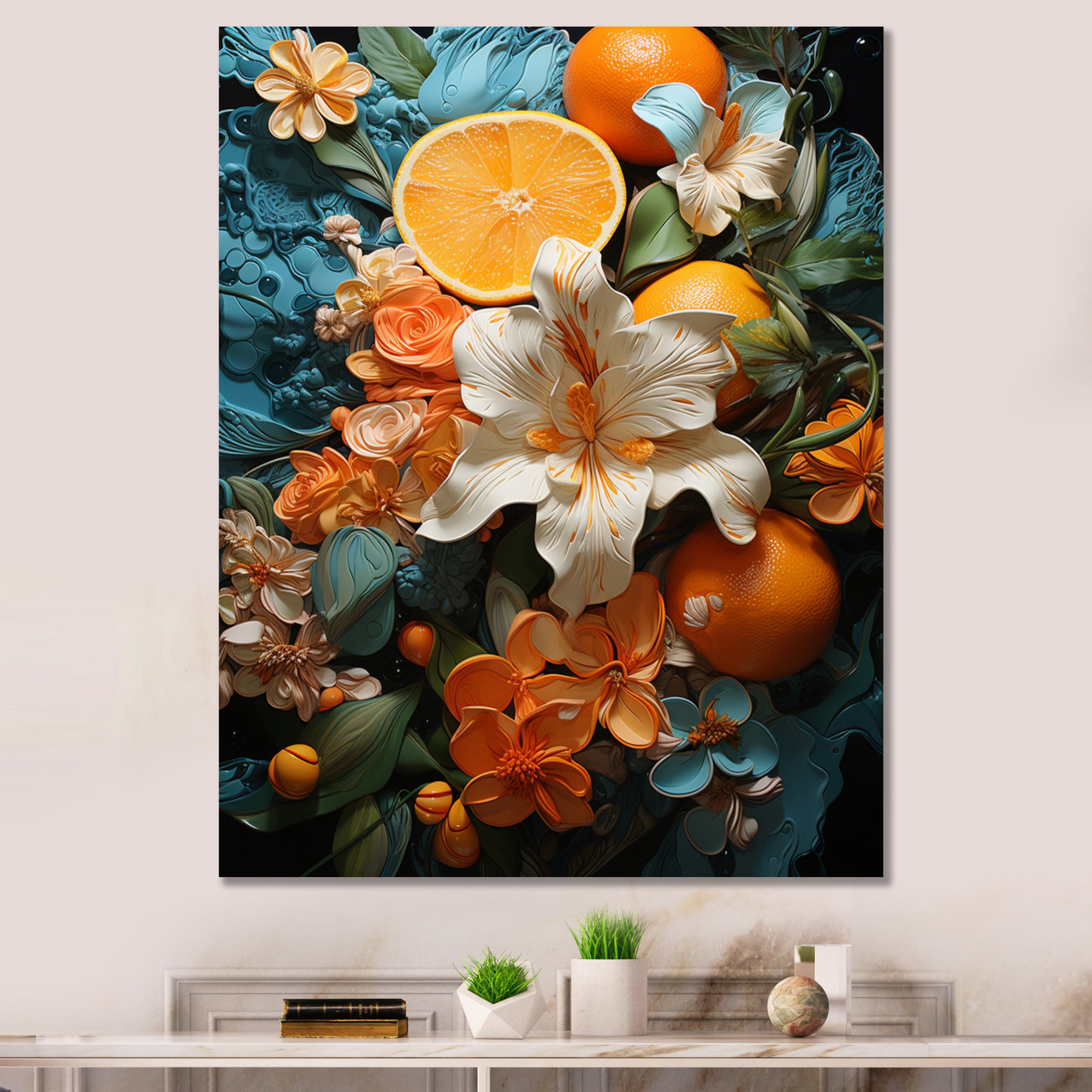 Red Barrel Studio Orange Blue Tropical Tangle I - Abstract Collages ...