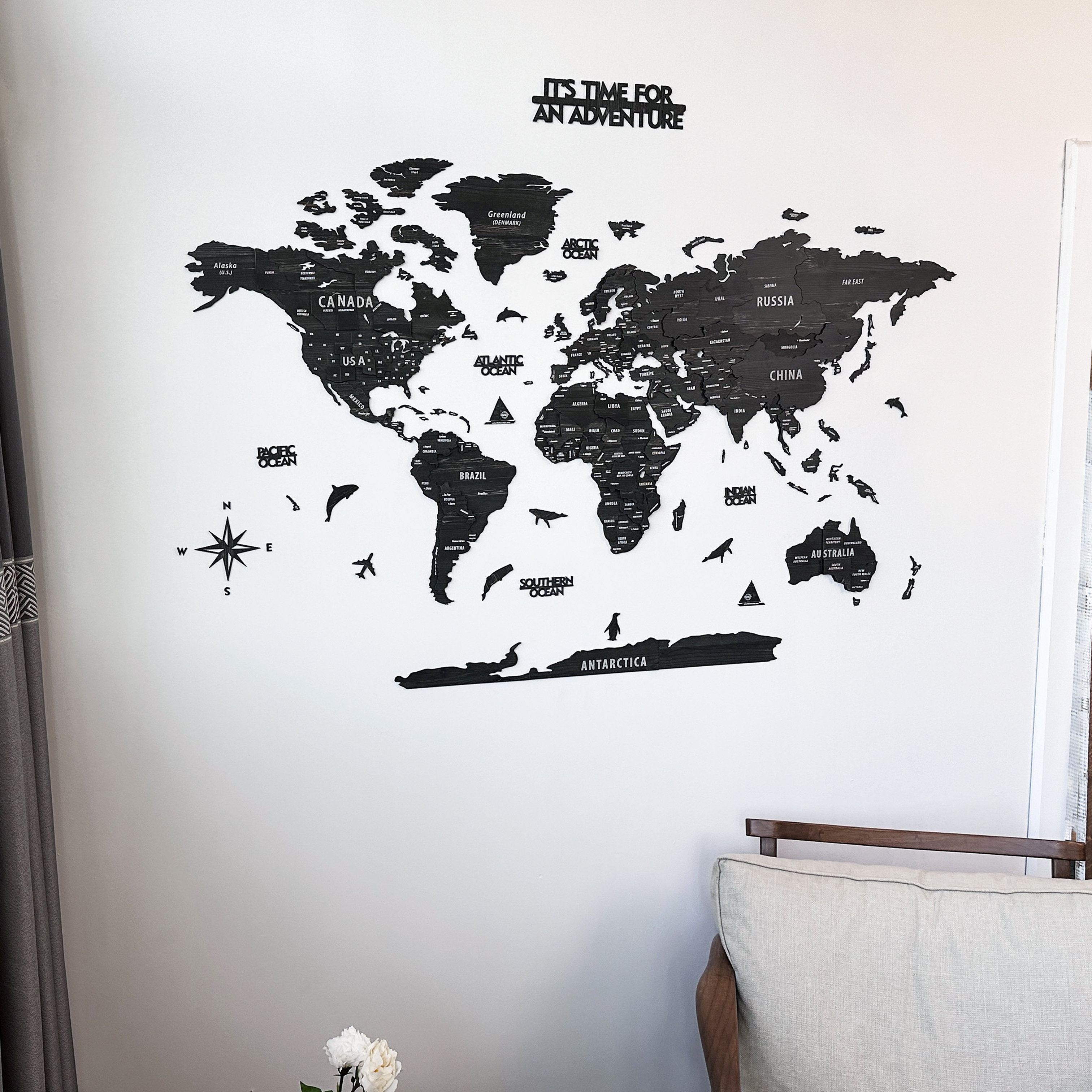 Williston Forge Wooden World Map - Push Pin 3D World Maps - Wooden ...