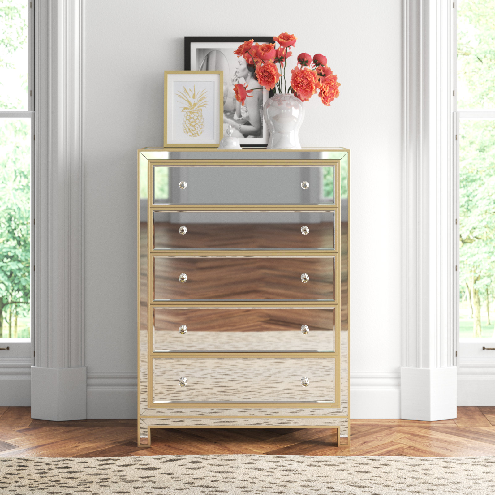 Willa Arlo™ Interiors Fairgrove 5 - Drawer Mirrored Accent Chest ...