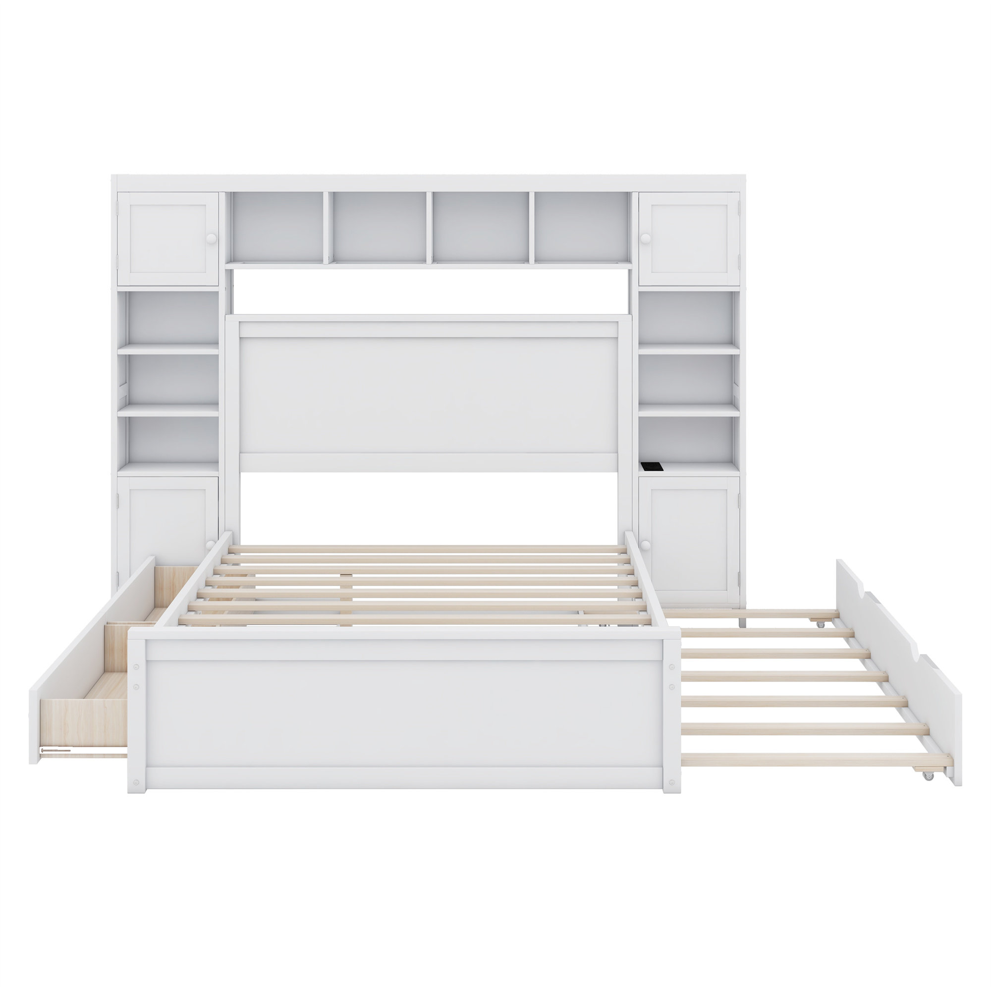 Red Barrel Studio Bed With All-In-One Cabinet, Shelf And Sockets ...