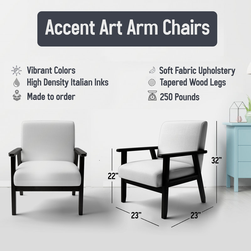 Hokku Designs Cream Checked Tartan - Upholstered Patterned Accent Arm ...