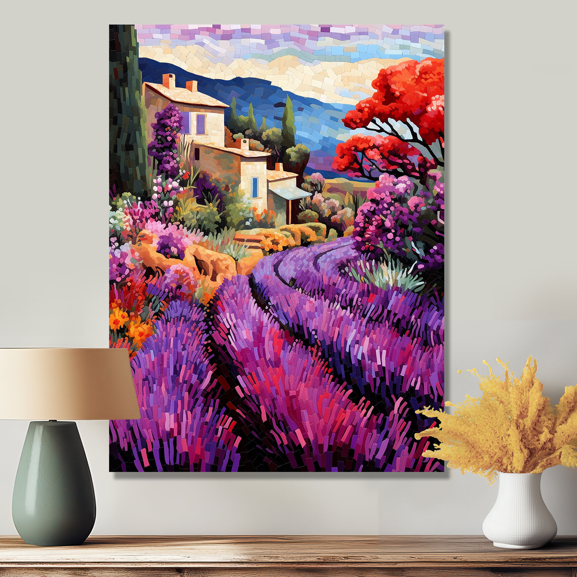 Winston Porter White Cottage In Blossoming Lavender Fields - Lavender ...