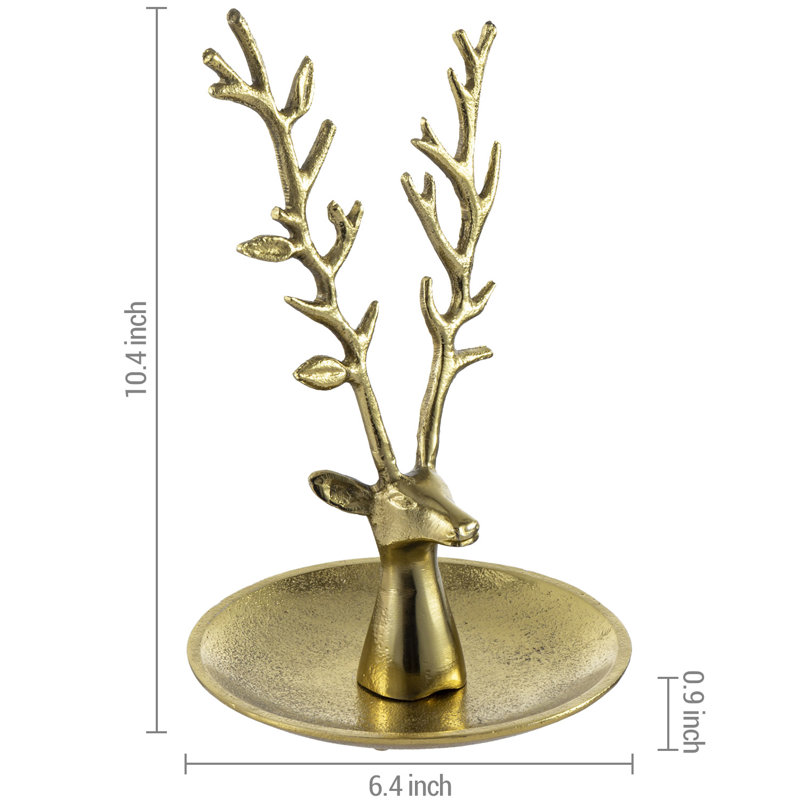 House of Hampton® Deer Head Trinket Dish Jewelry Stand | Wayfair