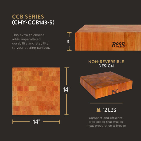 John Boos BoosBlock® 3" End Grain Cherry 14" Square Chopping Block ...