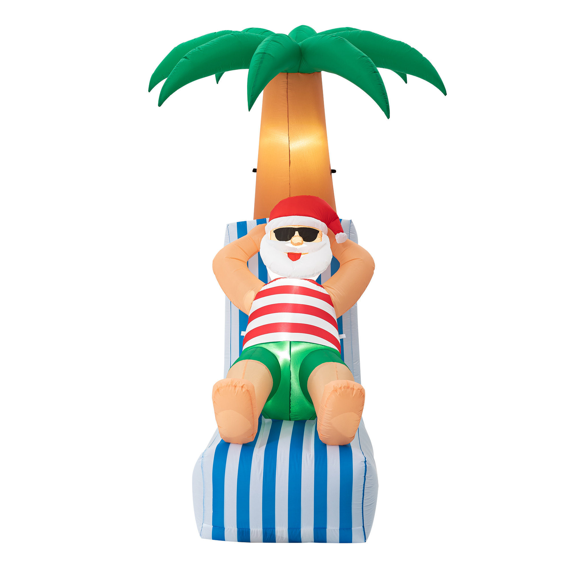 The Holiday Aisle® 6FT Lighted Inflatable Santa Under Coconut Tree ...