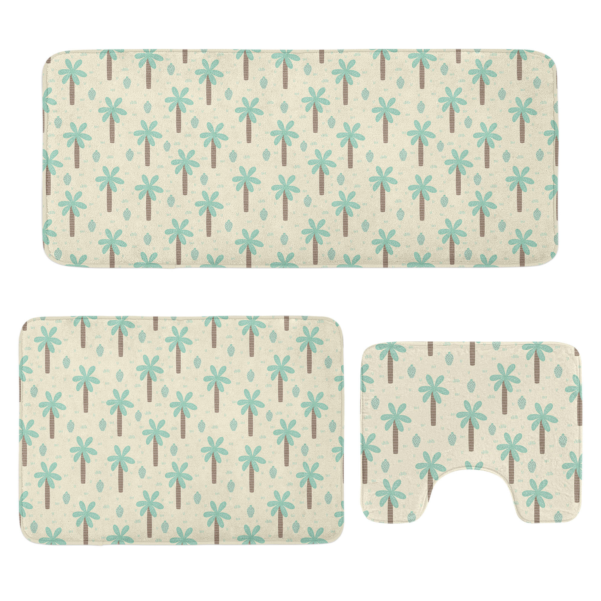 Latitude Run® Palm Tree Bathroom Rug Set 3 Pieces U-Shape & Rectangle ...