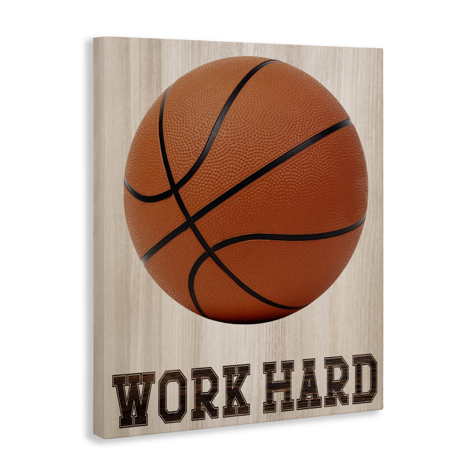 Hokku Designs Work Hard Basketball Canvas, design by Marcus Prime | Wayfair