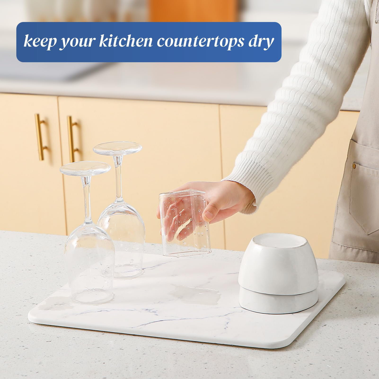 BOJUNTAN Quick Dry Stone Drying Mat For Kitchen Counter, Water ...