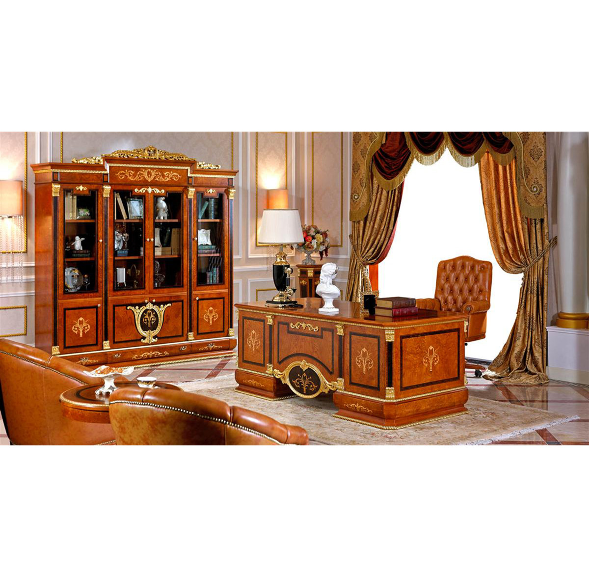 Infinity Furniture Import 2 Piece Solid Wood Rectangular Executive Desk ...