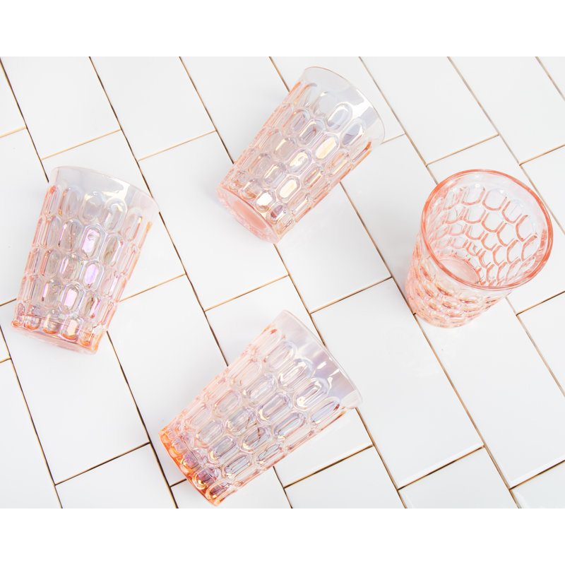 Godinger Silver Art Co Rex Pink Iridescent Highball Glass 12Oz Set Of 8 ...