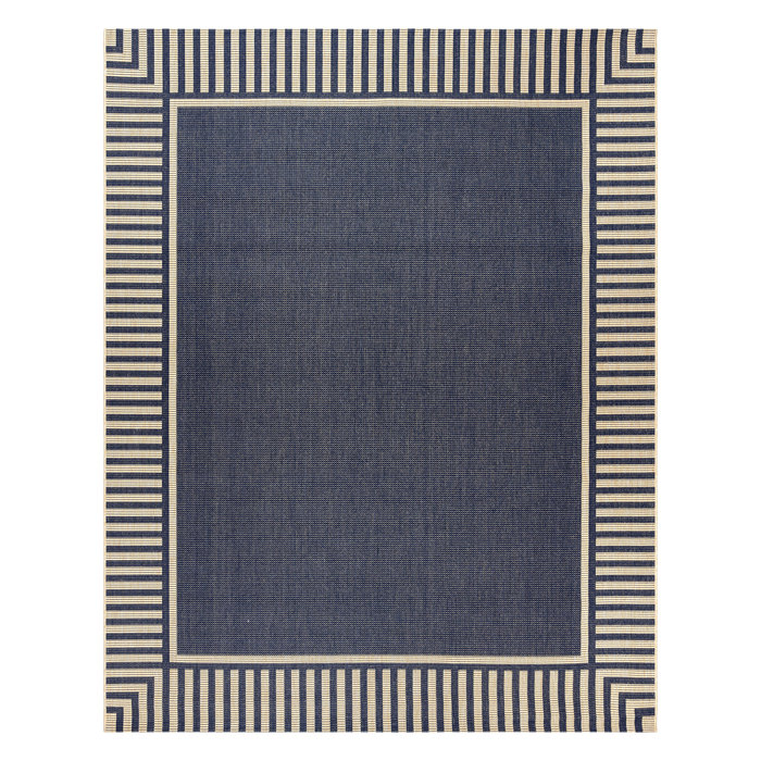 Gertmenian Paseo Kiano Modern Stripe Border Navy Blue Beige ...