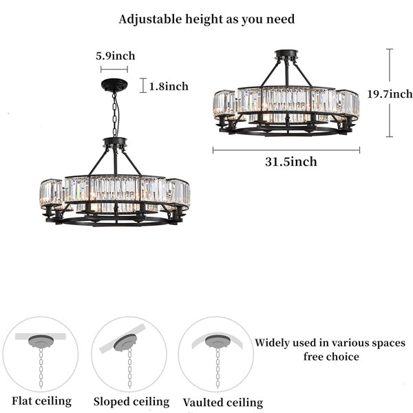 House of Hampton® Ferster 8 - Light Crystal Geometric LED Chandelier ...