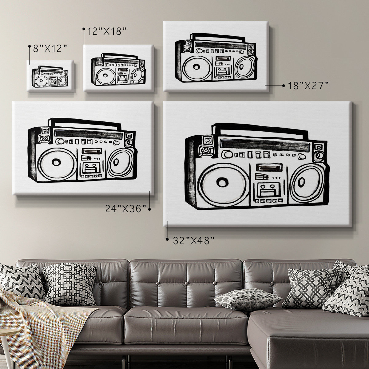 Winston Porter Boombox Sketch Premium Gallery Wrapped Canvas - Ready to ...