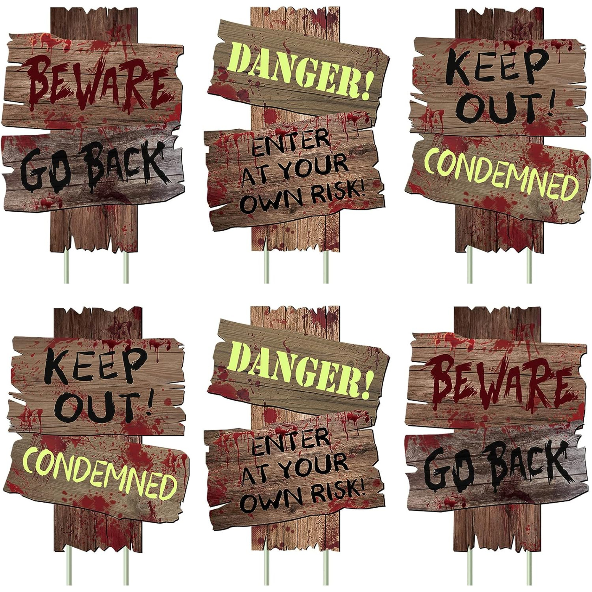 The Holiday Aisle® Halloween Decorations Beware Signs Yard Stakes ...