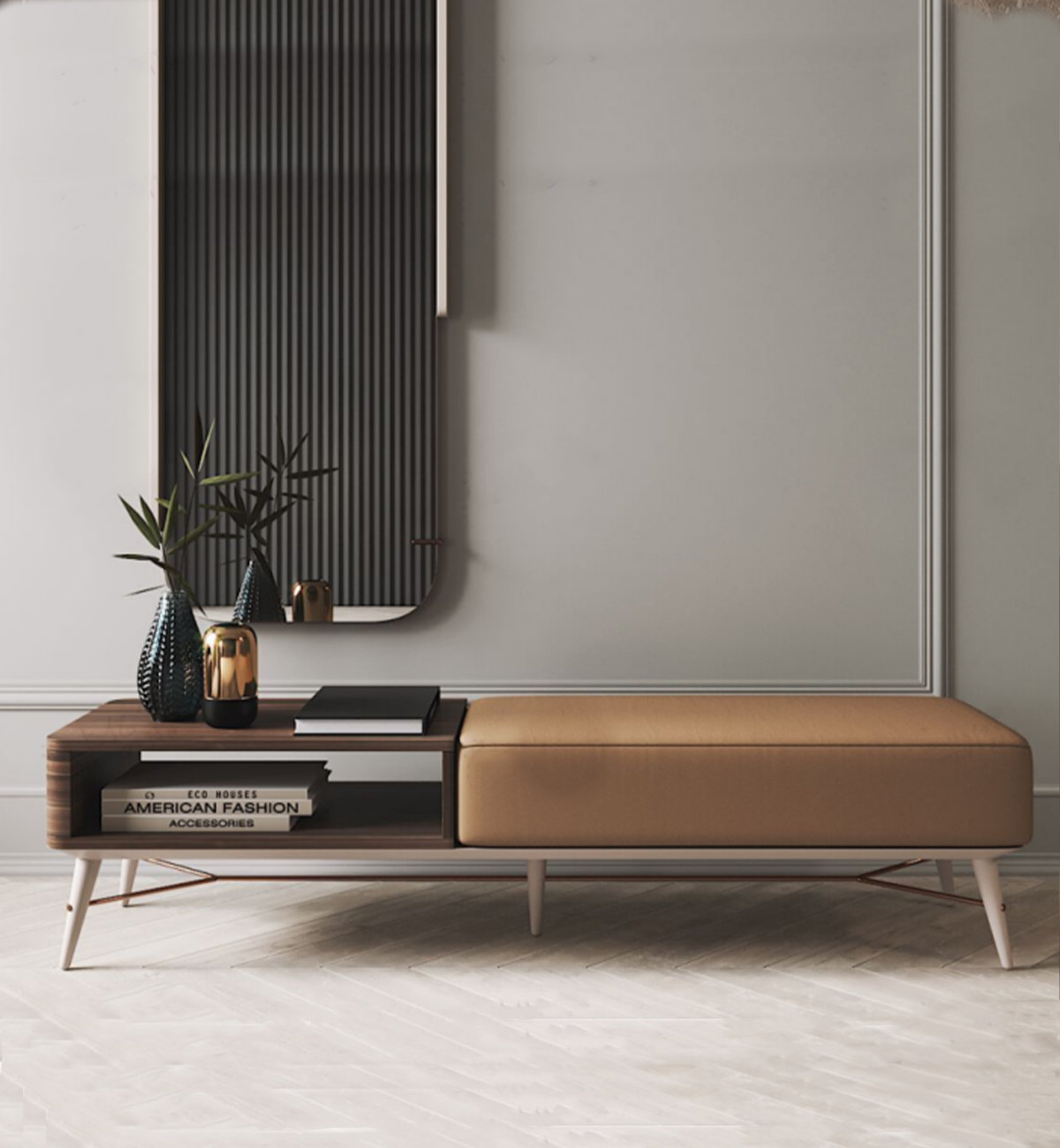 Corrigan Studio® Italian Minimalist Solid Wood Storage Ottoman | Wayfair