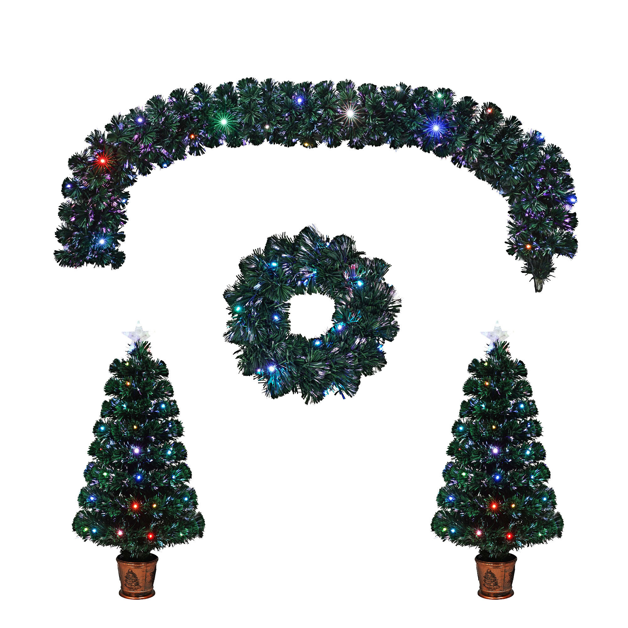 Astoria Grand Pre-lit Optical Fiber Christmas Artificial Tree 4-Piece ...