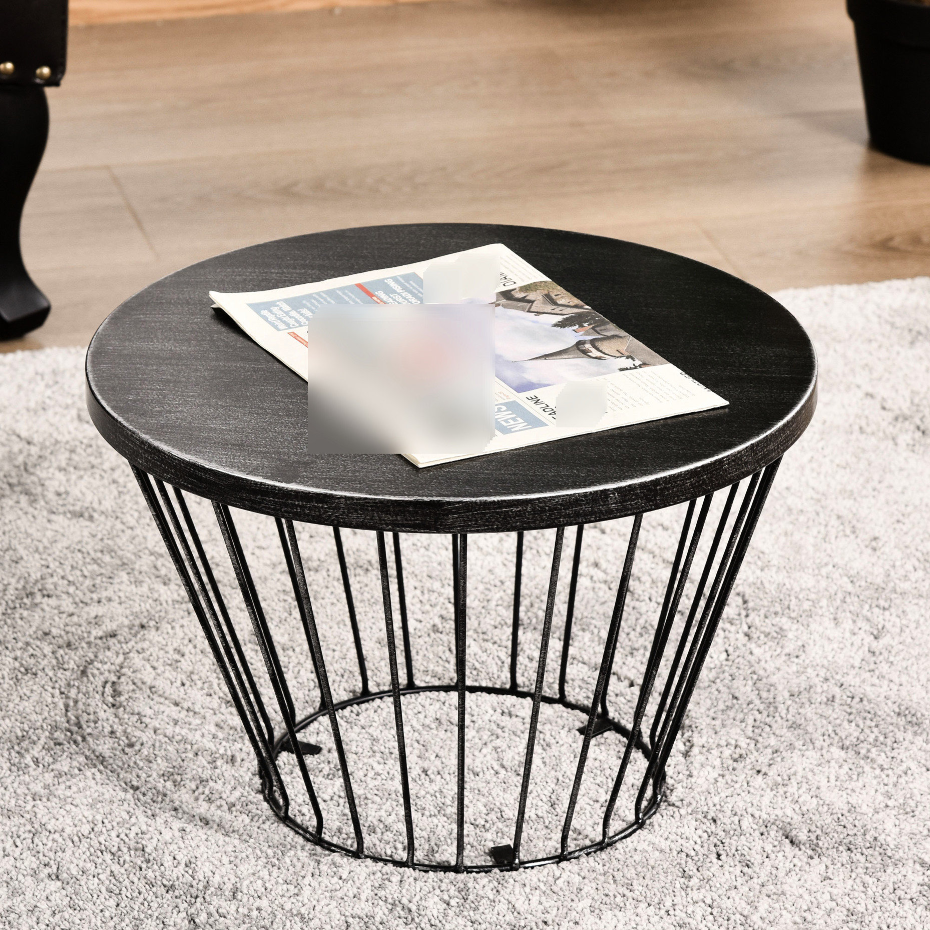 Ebern Designs 16" Steel Patio Table With Detail, Black - For Indoor And ...