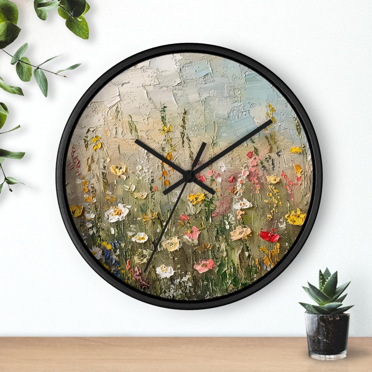 Red Barrel Studio® Meadow Round Wall Clock Oil Painting Look For ...