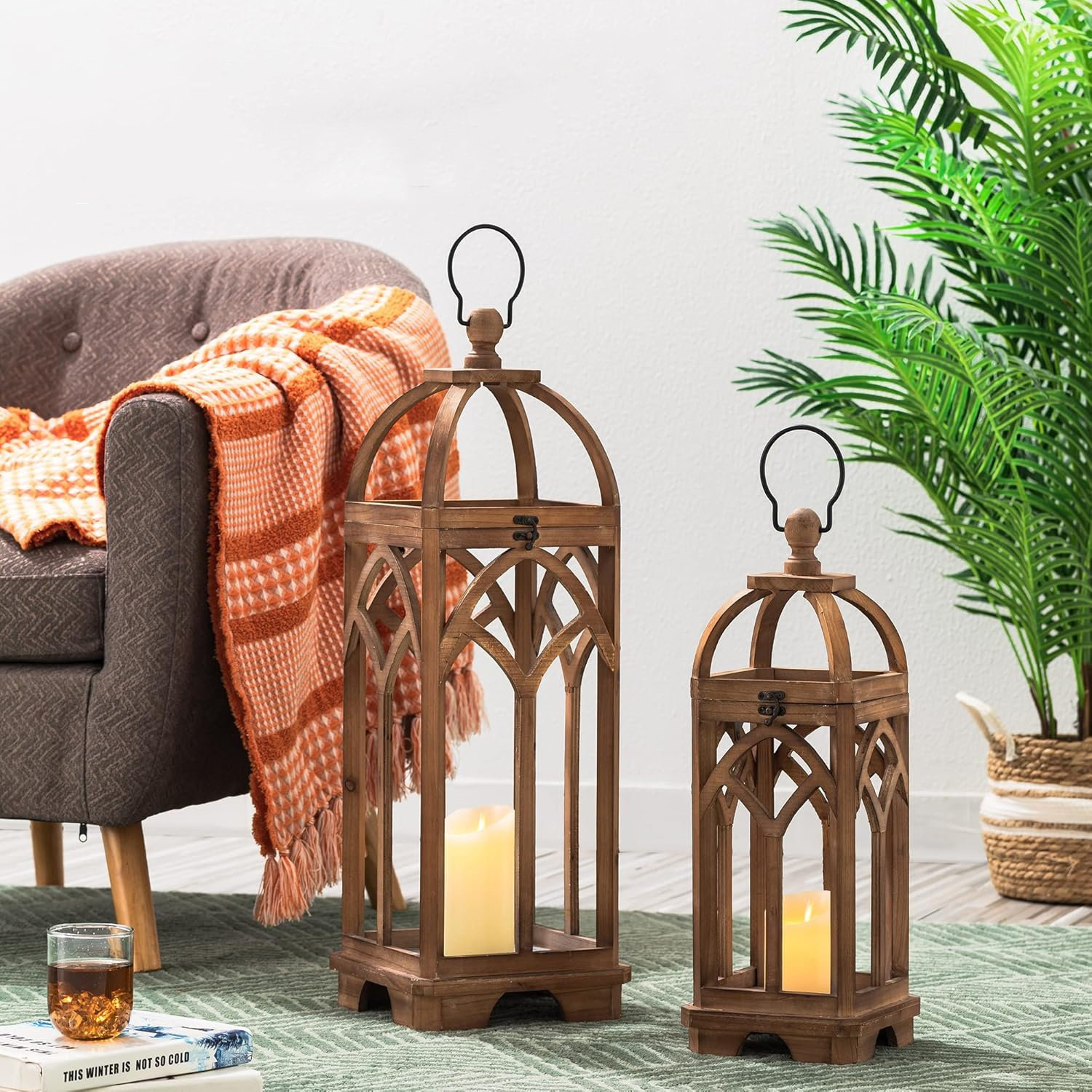 BETOFUL Decorative Lanterns Wooden Candle Lantern | Wayfair
