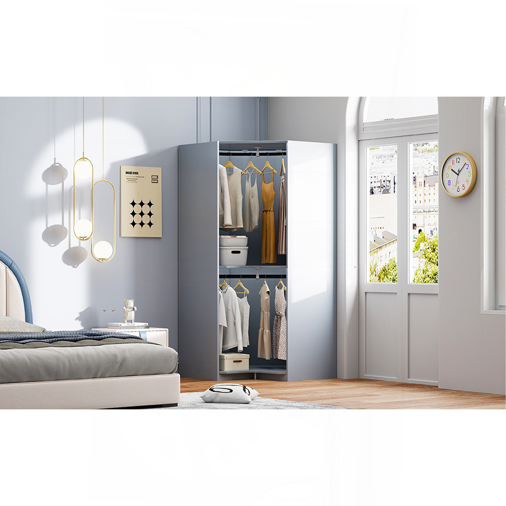 Ebern Designs Corner Wardrobe For Efficient Storage And Space ...