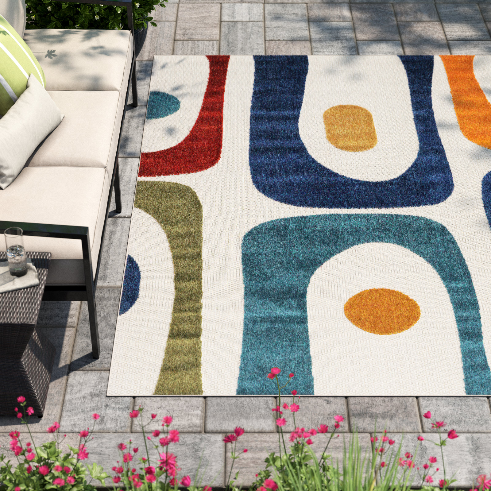 Wade Logan® Yolande Abstract Indoor/Outdoor Area Rug for Living Room ...