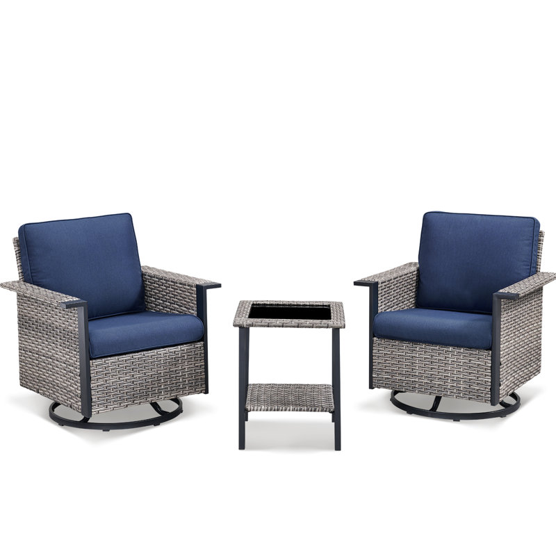 Hokku Designs Swivel Patio Chairs Wicker Set - Outdoor Swivel Rocker ...