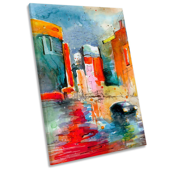Marlow Home Co. X7786 City Street Abstract Modern - Wrapped Canvas Art ...