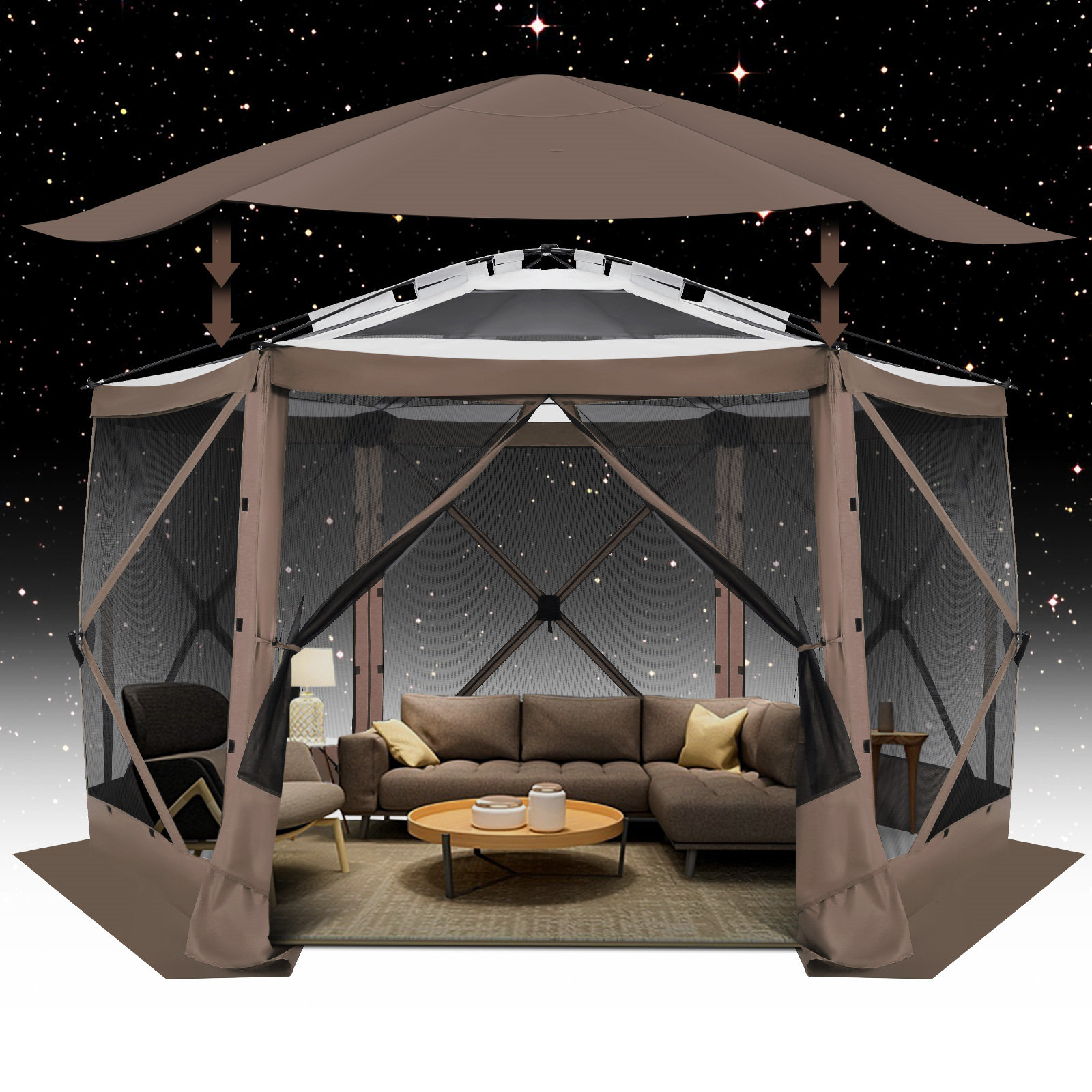SANOPY 12x12ft Pop up starry sky top Gazebo Screen House Tent | Wayfair