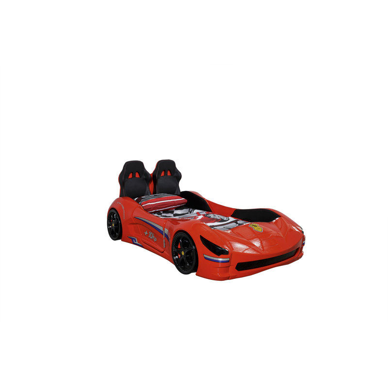 Zoomie Kids Aaeesha Twin Race Car Bed, Remote Control, LED Lights ...
