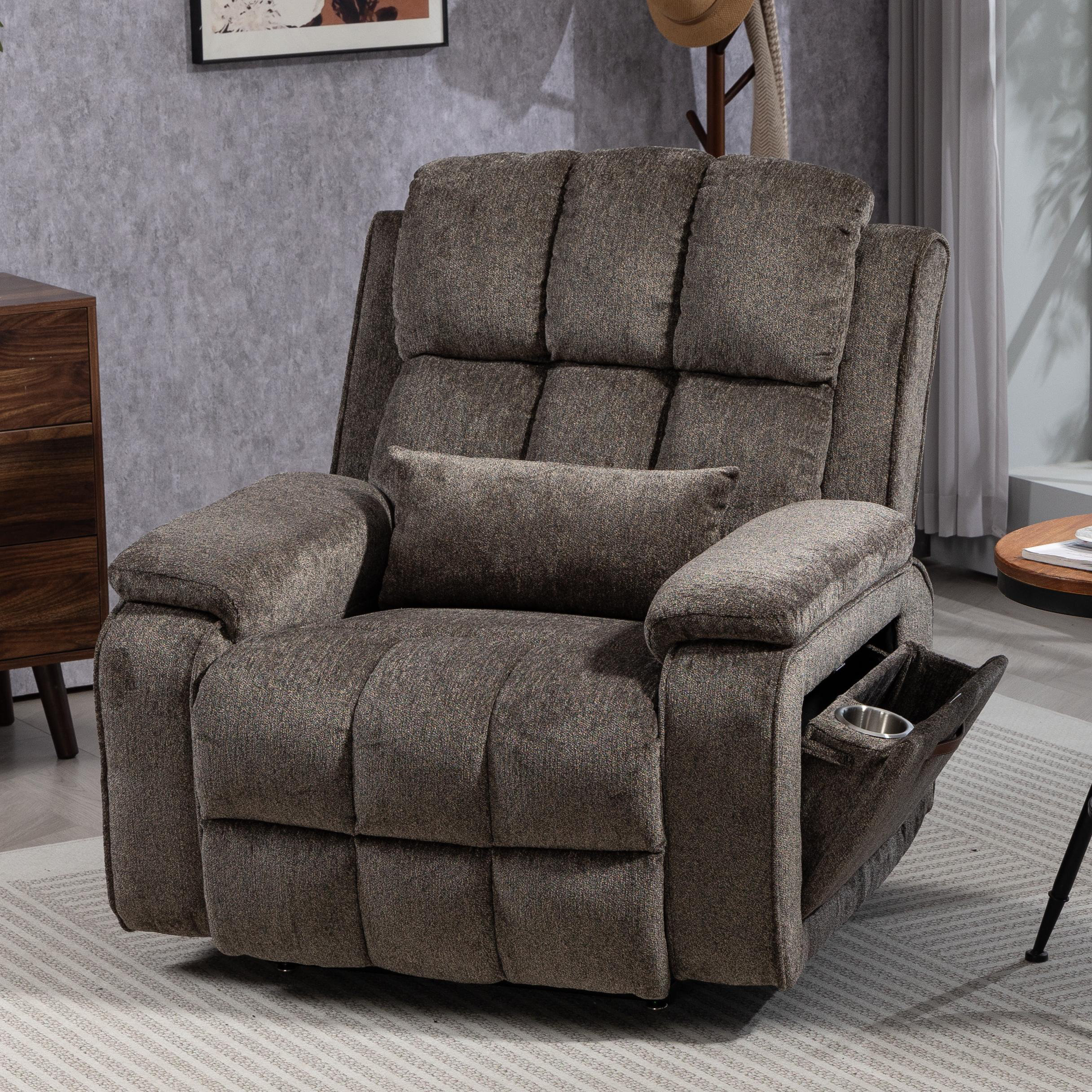 Latitude Run® Dual Motor Chenille Power Lift Chair Lay Flat Recliner ...