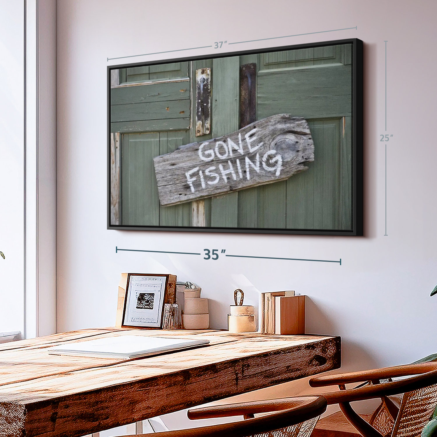 Latitude Run® Rustic Gone Fishing Sign Canvas Print | Wayfair