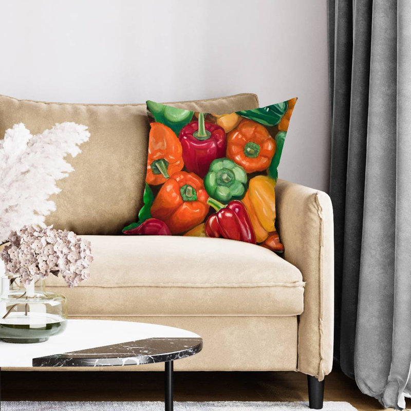 Begin Edition International Inc. Colorful Peppers Square Throw Pillow ...