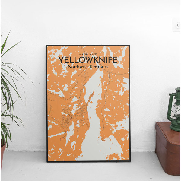 Wrought Studio™ 'Yellowknife City Map' Graphic Art Print Poster in ...