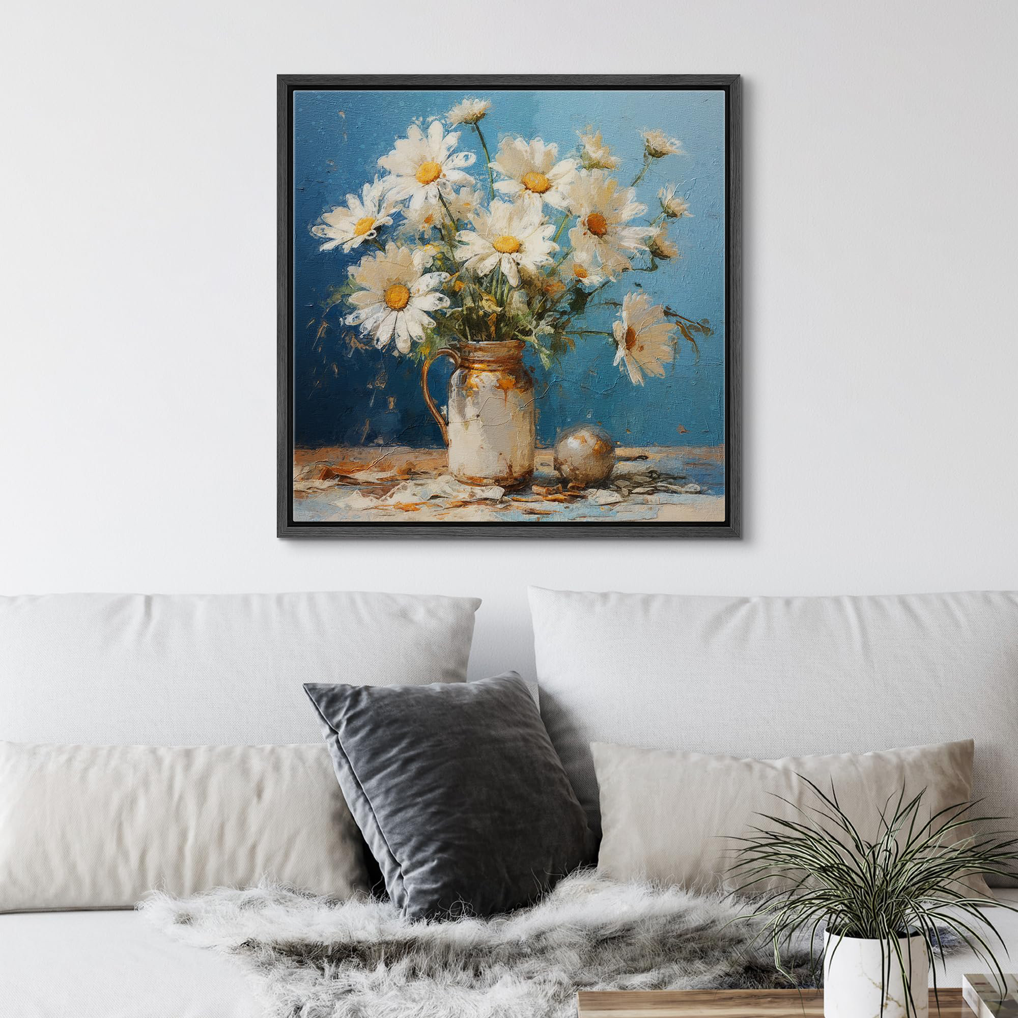 wall26 Daisy Flower In A Vase View Framed On Canvas Print | Wayfair