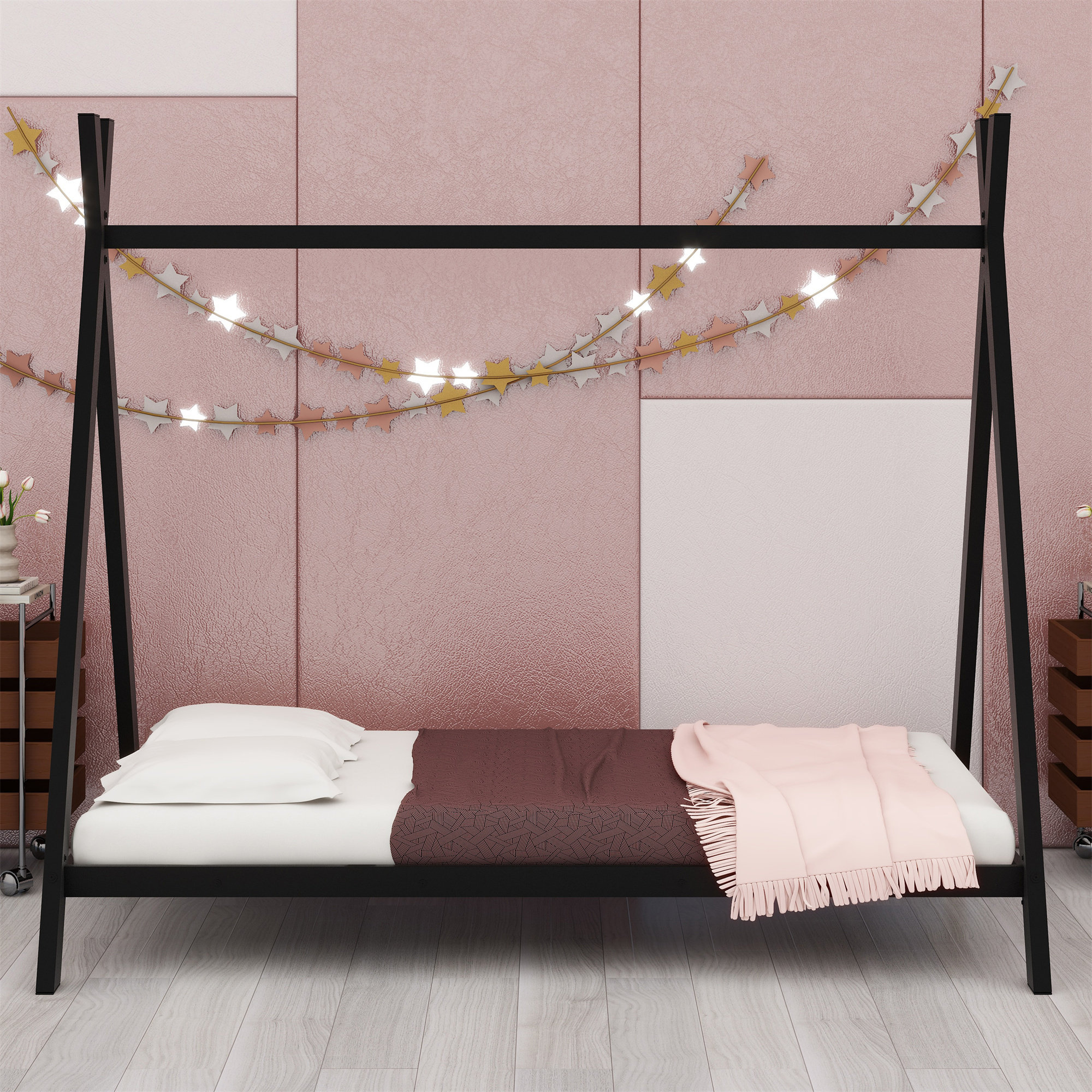 Harper Orchard House Bed Tent Bed Frame, Floor Play House Bed With Slat ...