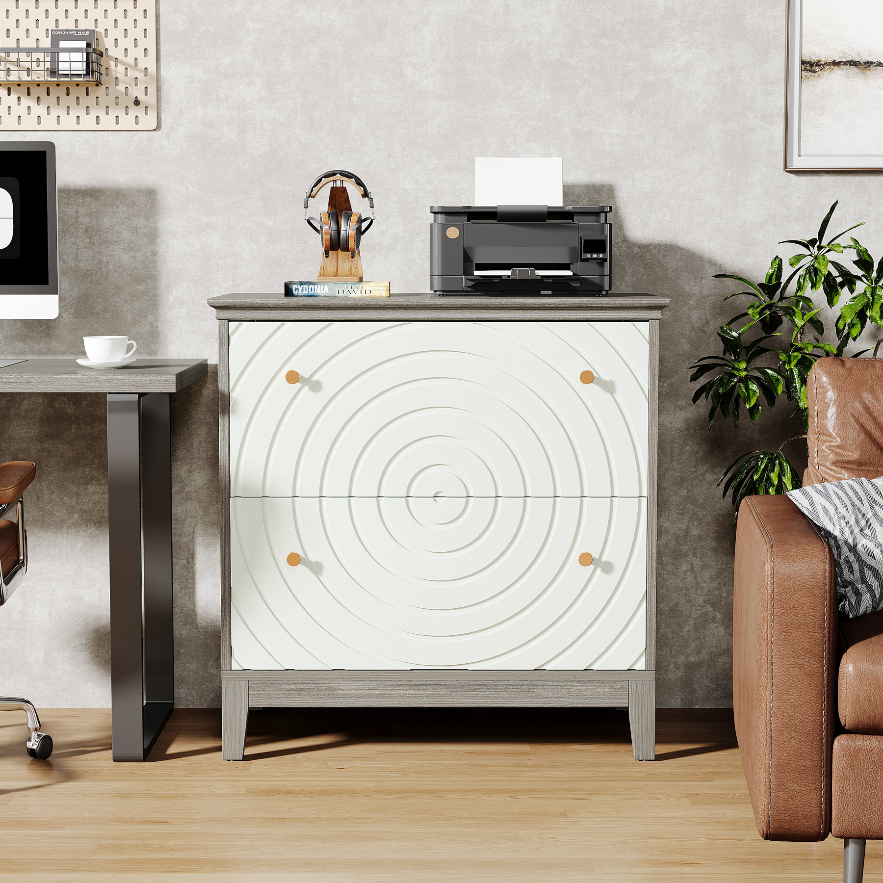 Ebern Designs 33-Inch Large Wide File Cabinet with 2 Drawers | Wayfair