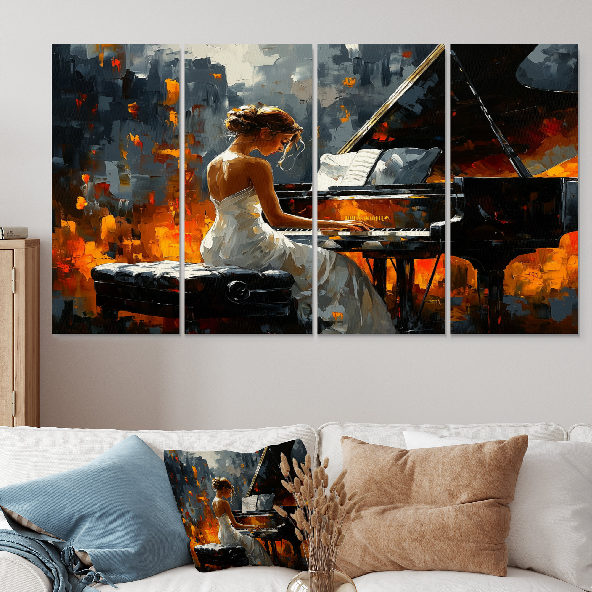 Red Barrel Studio Orange Black Pianist On Stage Performance III - Music ...