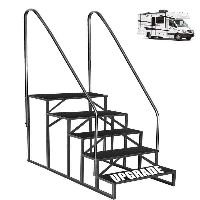 WFX Utility™ RV Steps with 2 Handrail, 5 Steps Mobile Home Ladder ...