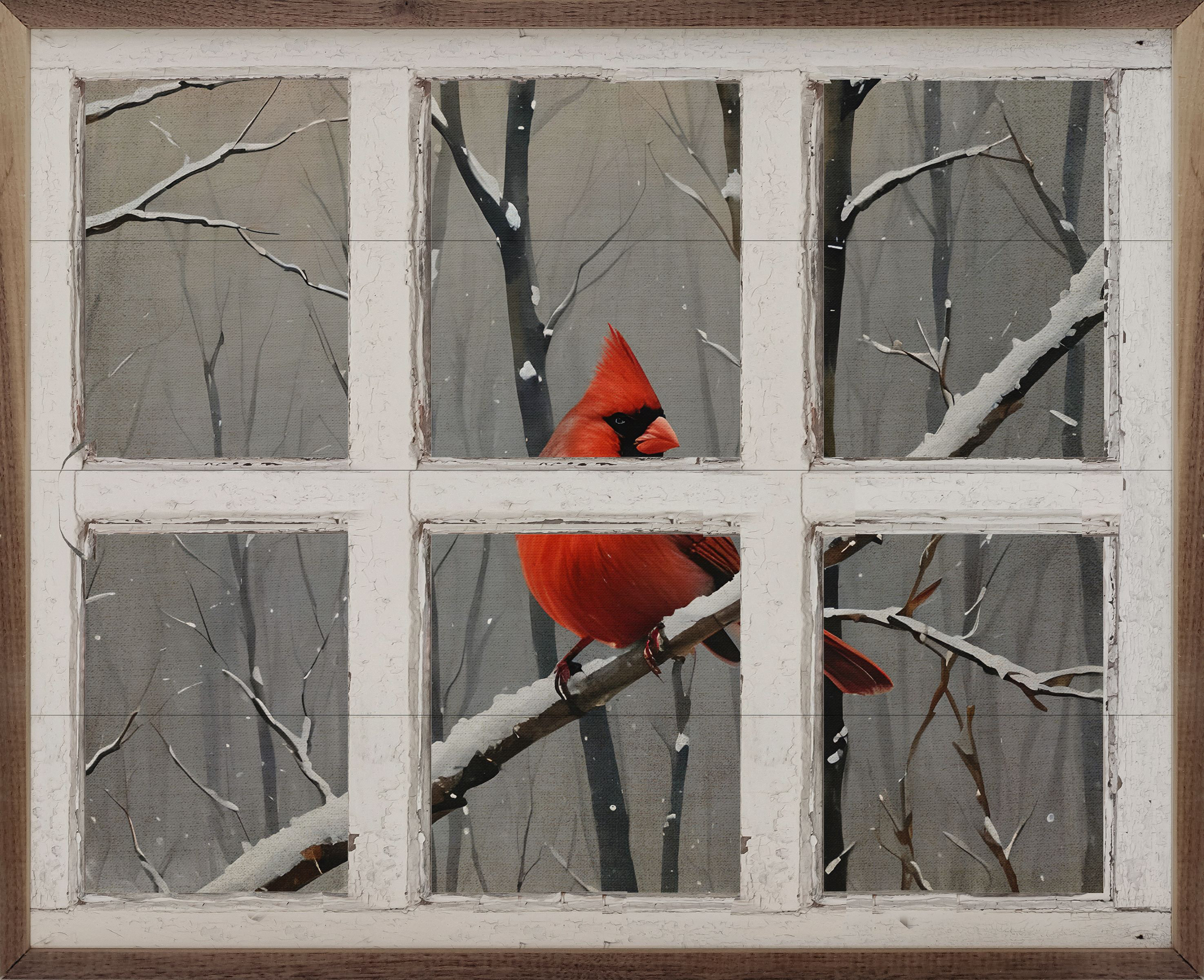 Lark Manor™ " Cardinal In Window Pane " | Wayfair