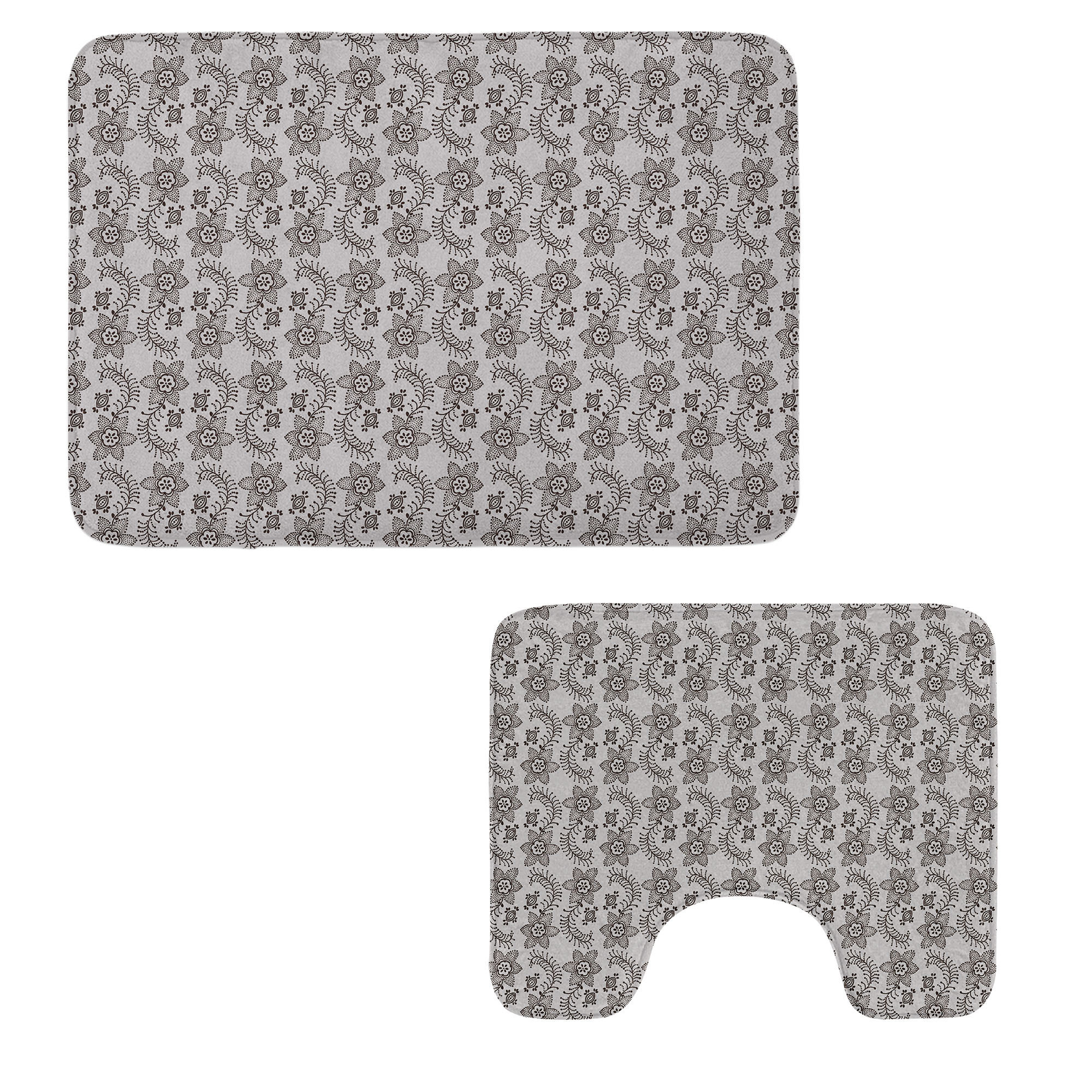 East Urban Home Taupe Bathroom Rug Set 2 Pieces Rectangle & Contour ...