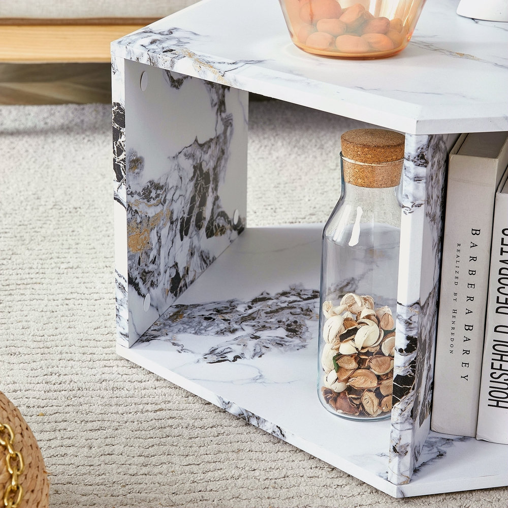 Ivy Bronx Minimalist Patterns Heagonal Coffee Table SetHeagonal MDF ...