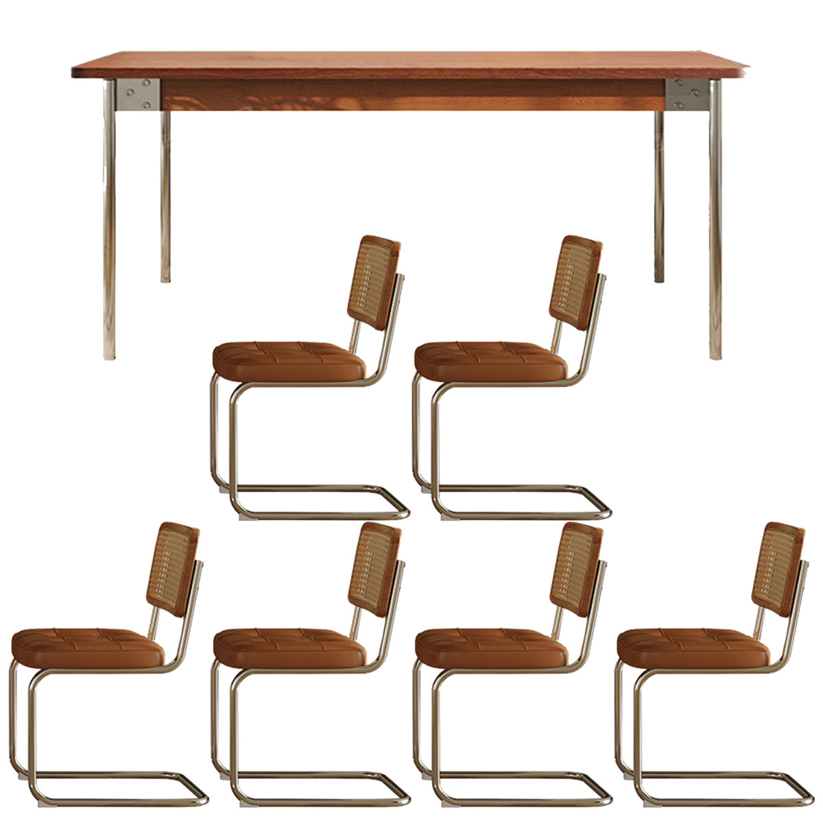 Beicang Home Solid wood dining table with stainless steel feet ...