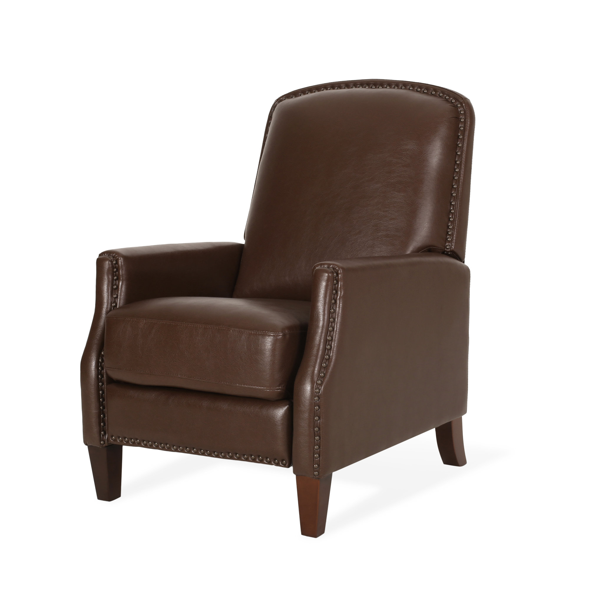 Red Barrel Studio® Elegant Dark Brown Pu Leather Recliner Chair With ...